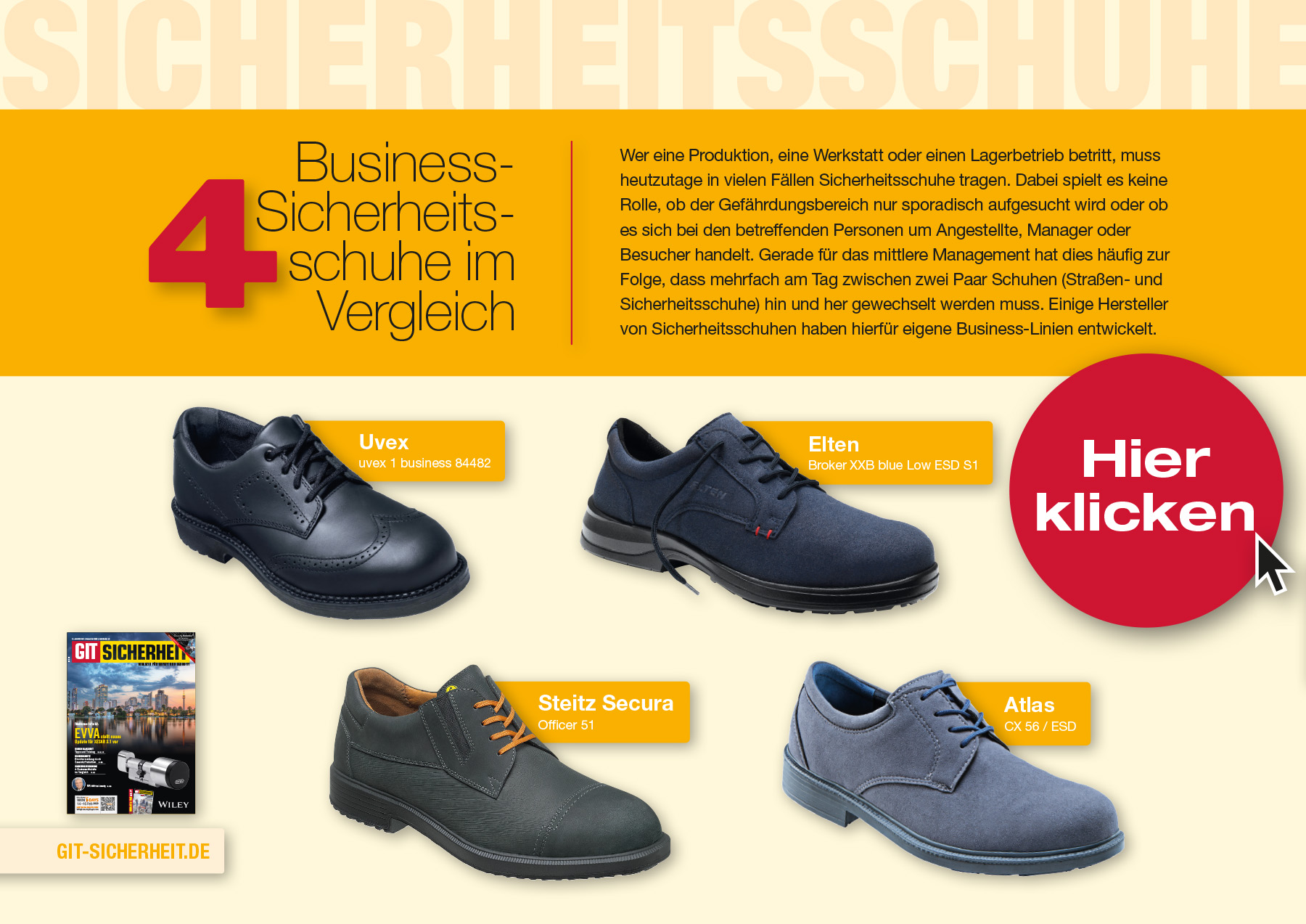 Vier Business-Sicherheitsschuhe im Vergleich • GIT-SICHERHEIT.de ist ...